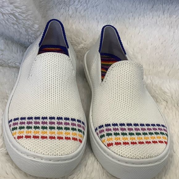 Rothy's | Shoes | Rothys The Kids Sneaker Knit Fabric White Rainbow ...